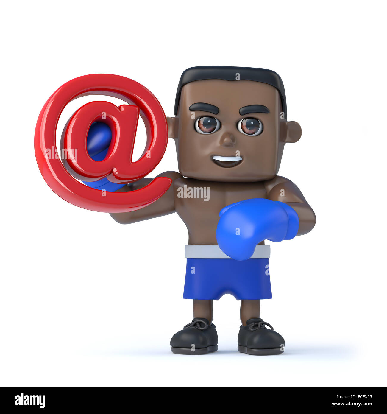3d render of a black boxer with an email address symbol Stock Photo - Alamy