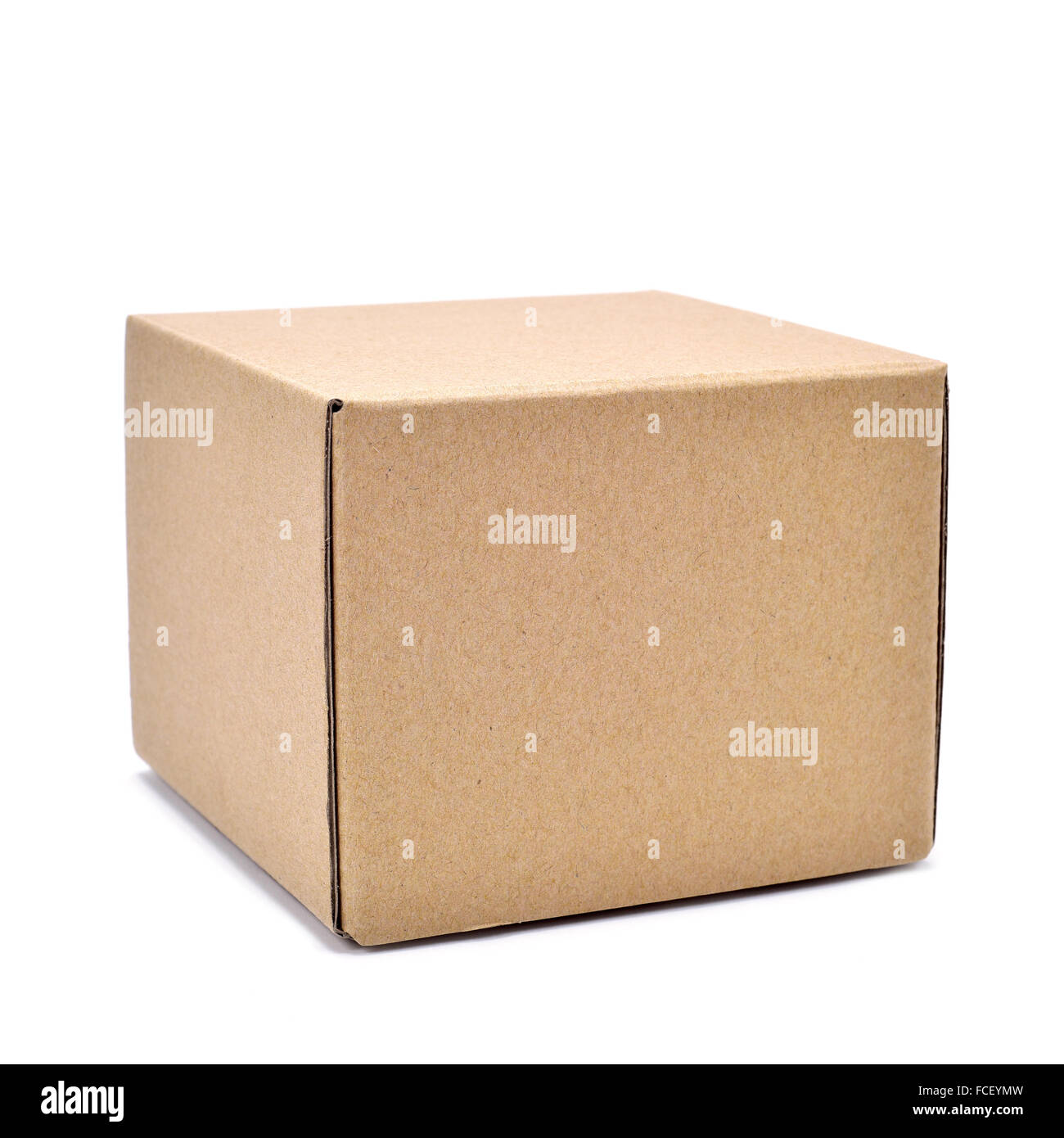 a square brown cardboard box on a white background Stock Photo - Alamy