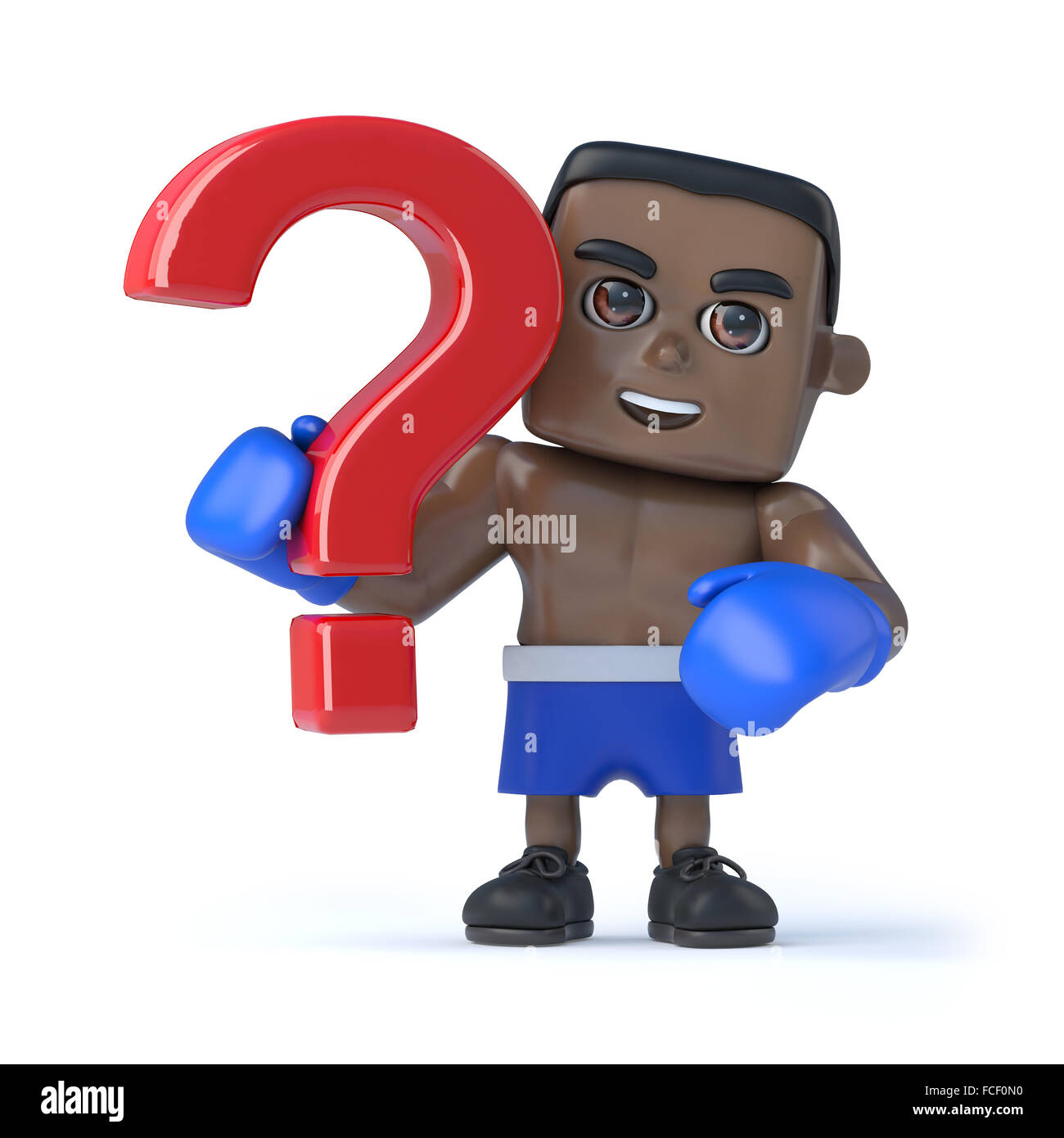 3d render of a black boxer holding a question mark symbol Stock Photo ...