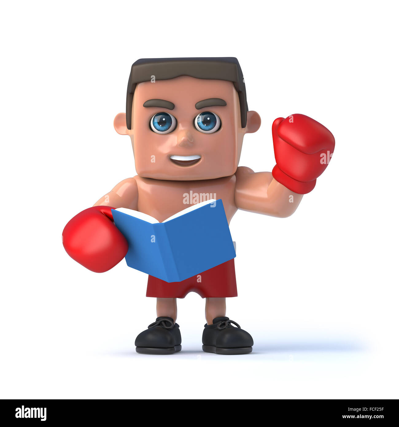 3d render of a boxer reading a book Stock Photo - Alamy