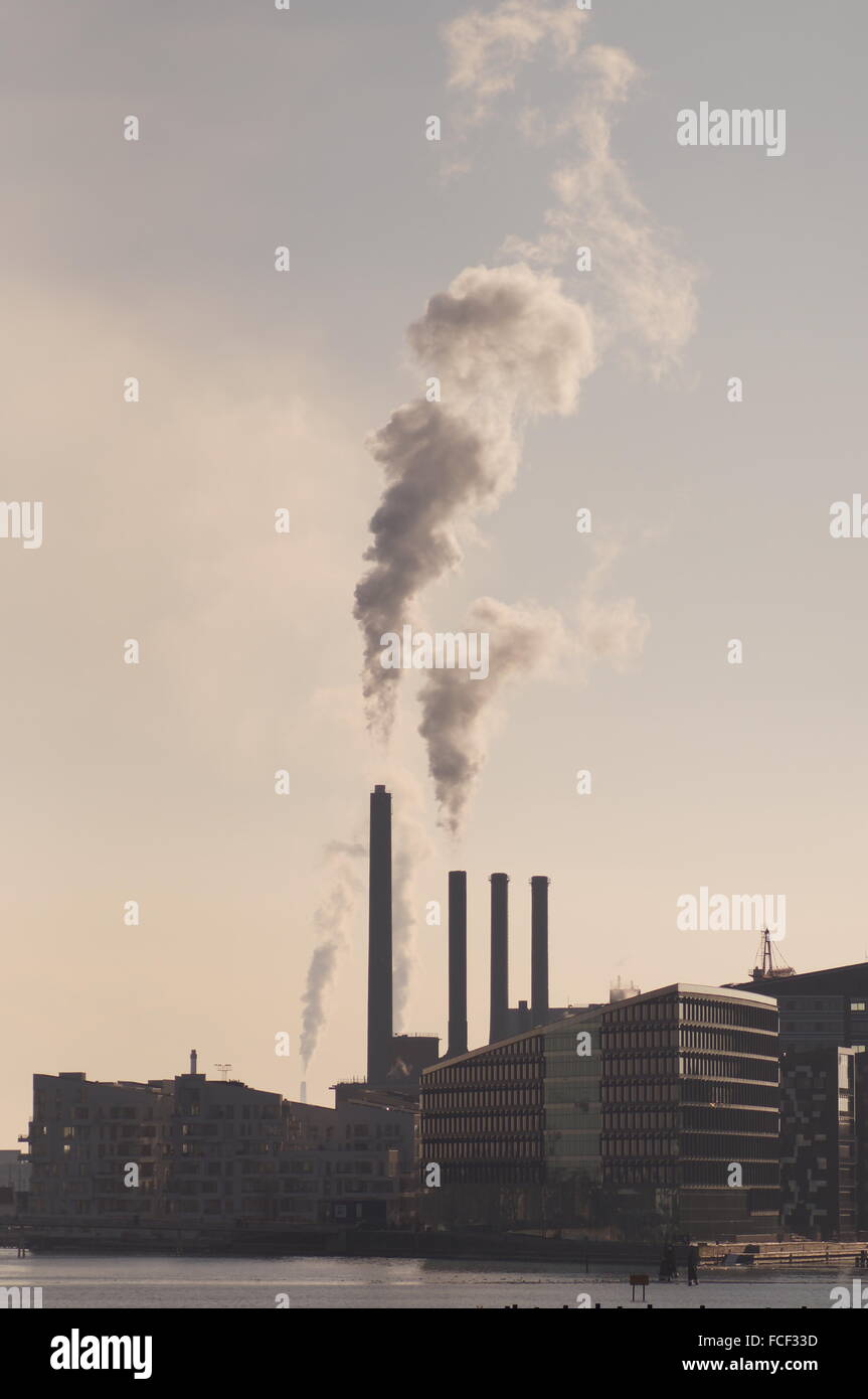 Factory chimney with smoke Stock Photo - Alamy