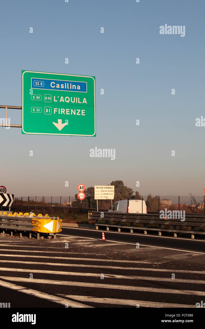 Rome - Motorway sign Stock Photo - Alamy