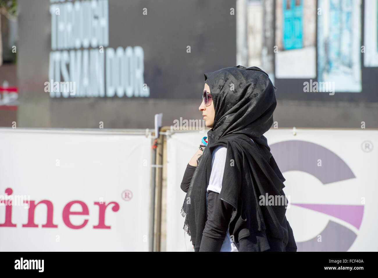 Muslim woman walk in the street of Beirut Lebanon Stock Photo - Alamy