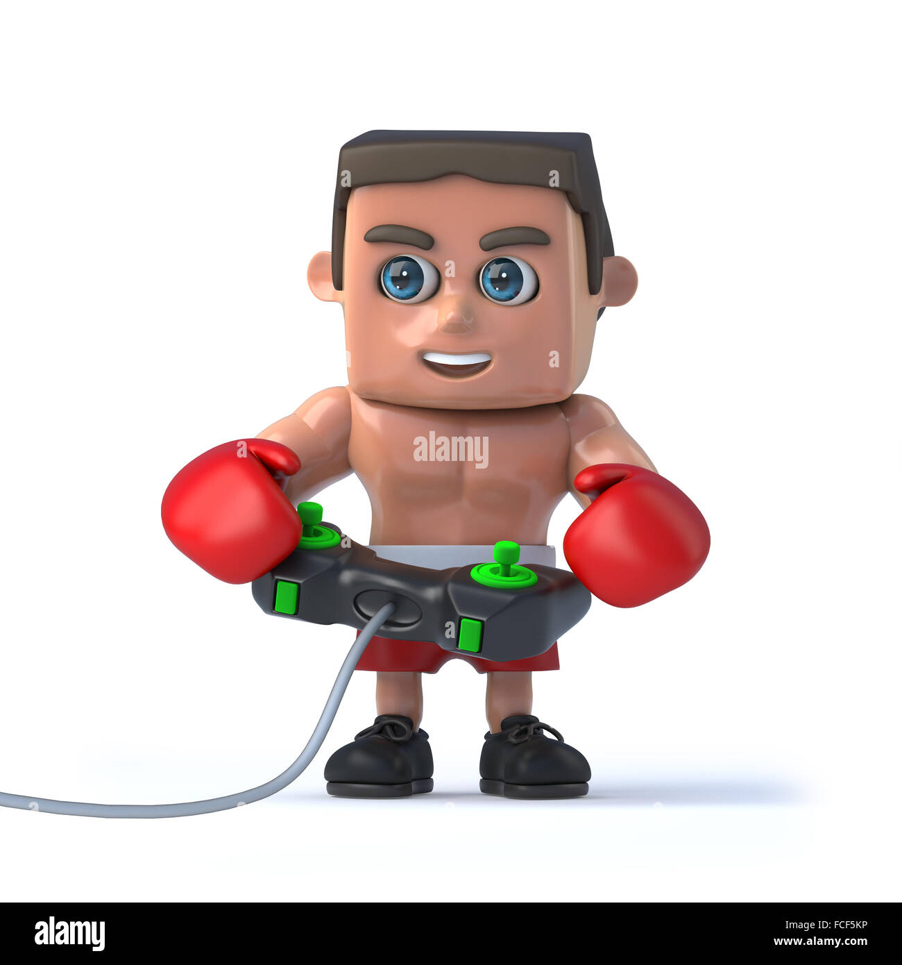 3d render of a boxer holding a video game controller Stock Photo - Alamy
