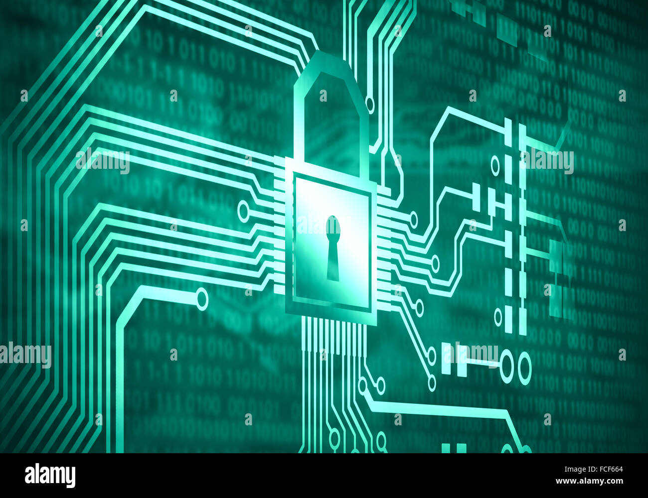 Conceptual digital image of mother board with lock Stock Photo - Alamy