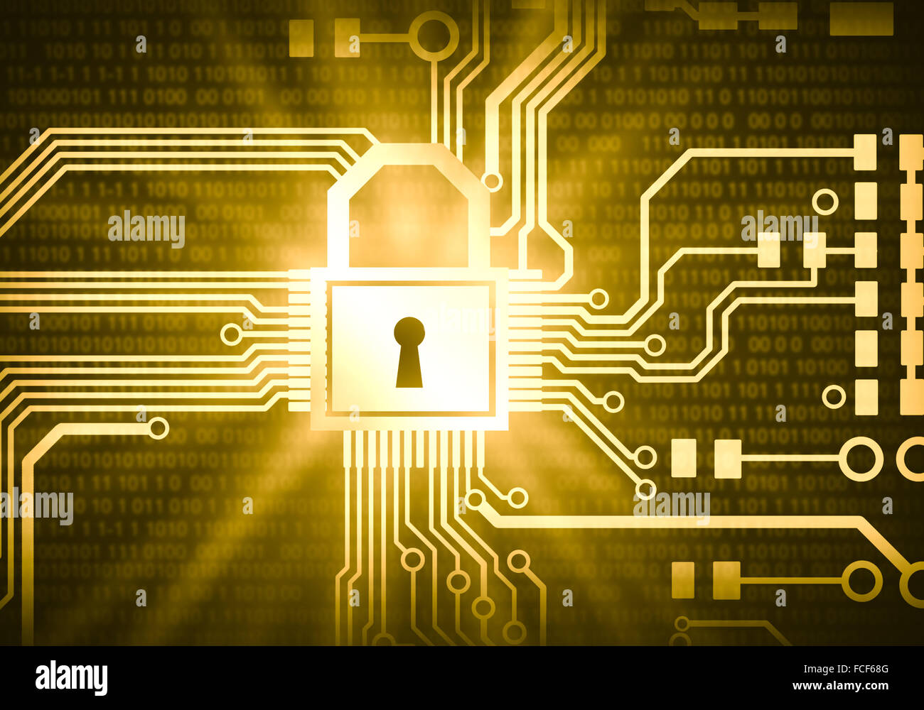 Conceptual digital image of mother board with lock Stock Photo - Alamy