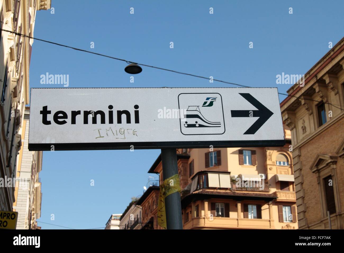 Rome - Street sign Termini Stock Photo - Alamy