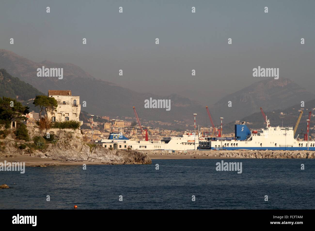 Overlooking the port of Salerno Stock Photo - Alamy