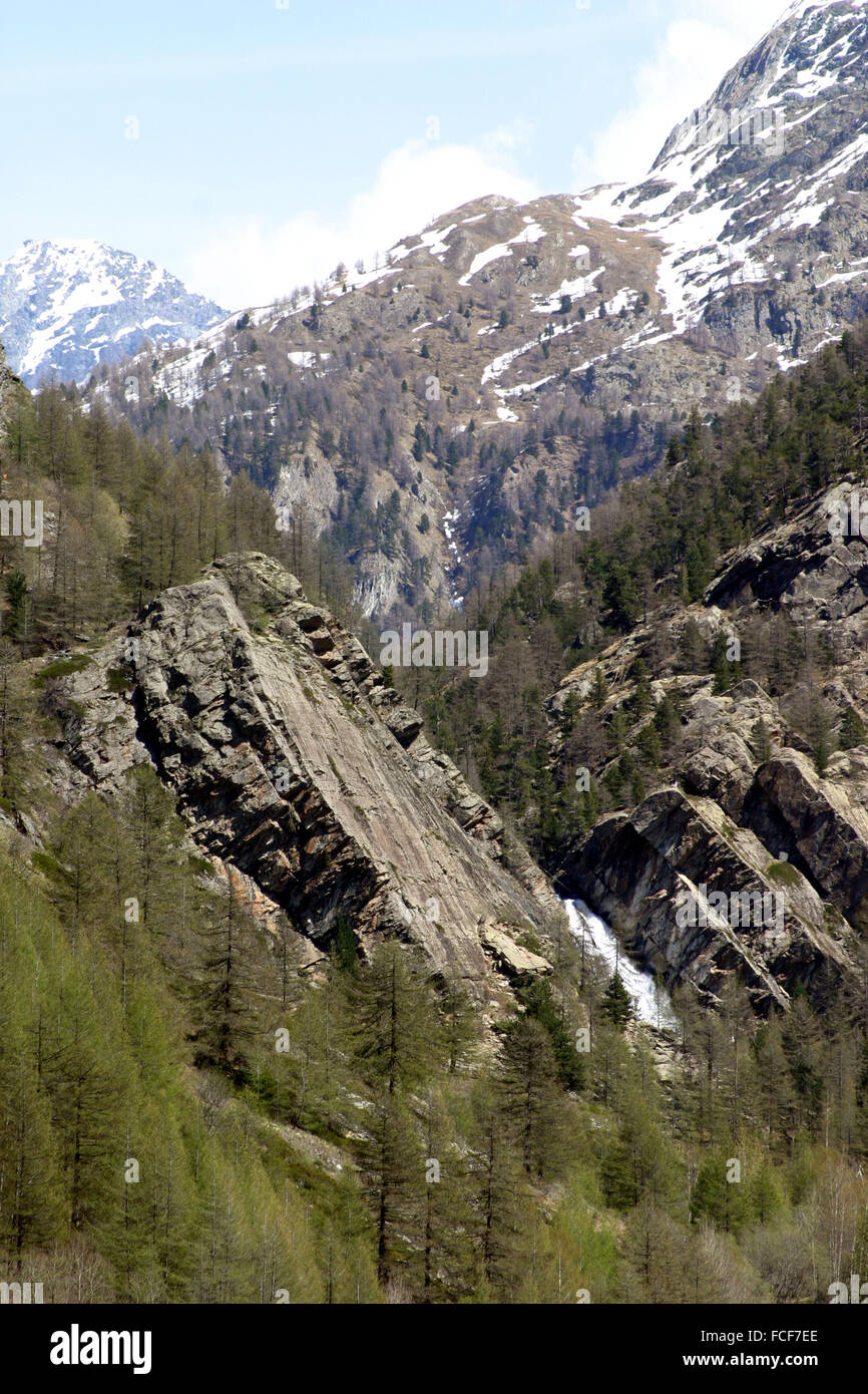 Mountain range, Mountains, Waterfall, Wilderness, Snow Stock Photo - Alamy