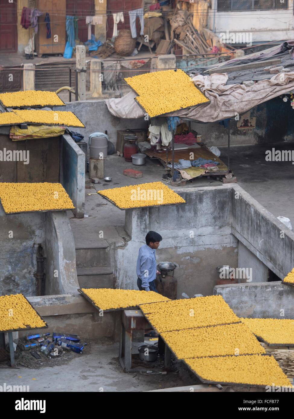 Spice for drying on terrace, New Delhi, India Stock Photo - Alamy