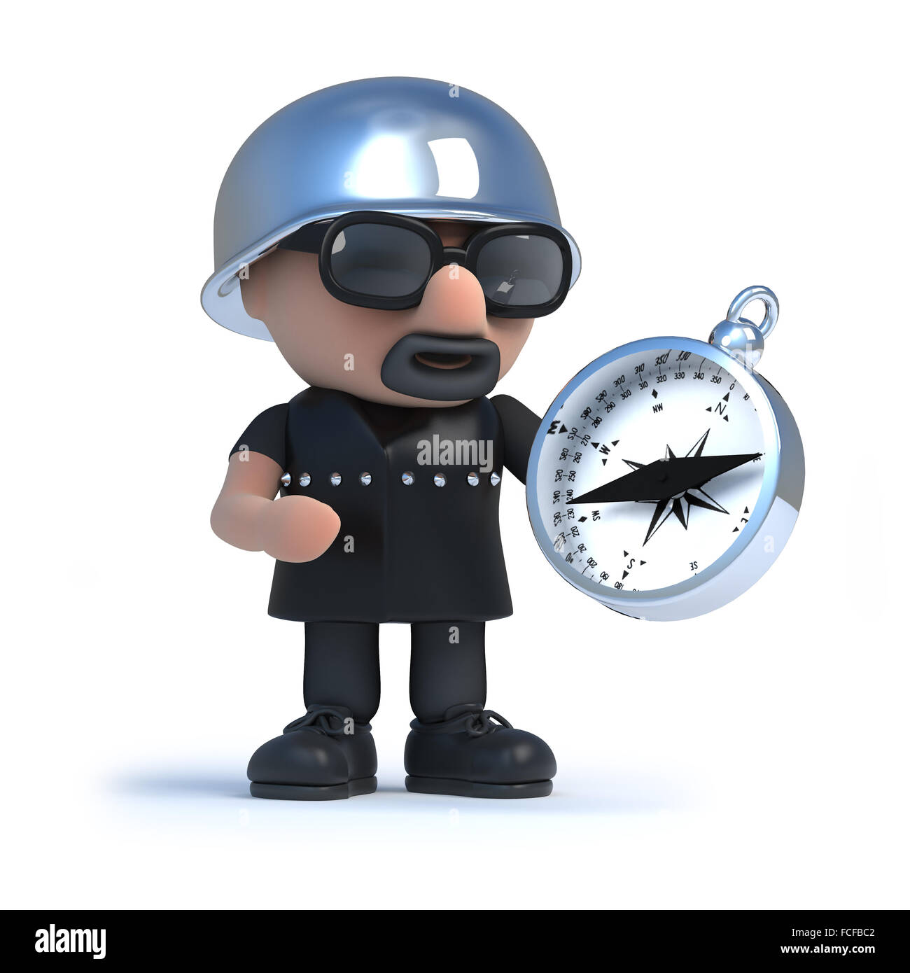 3d render of a biker with a compass Stock Photo - Alamy