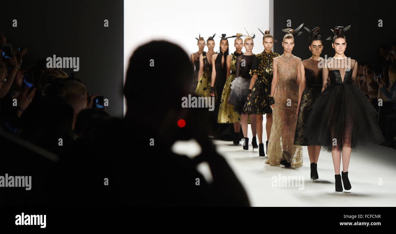 Models present creations of fashion designer Irene Luft at the Mercedes ...