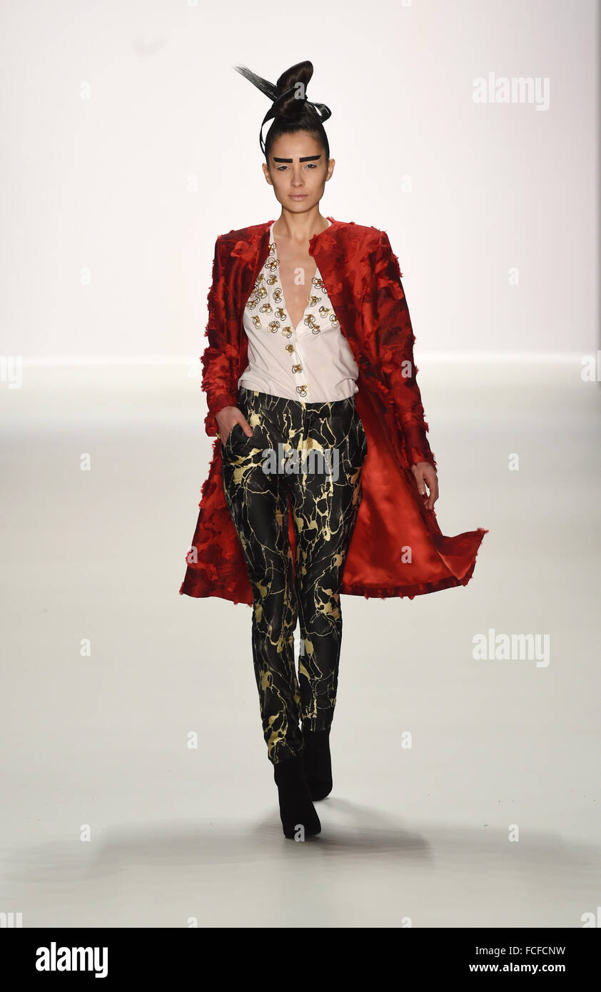 A model presents a creation of fashion designer Irene Luft at the ...