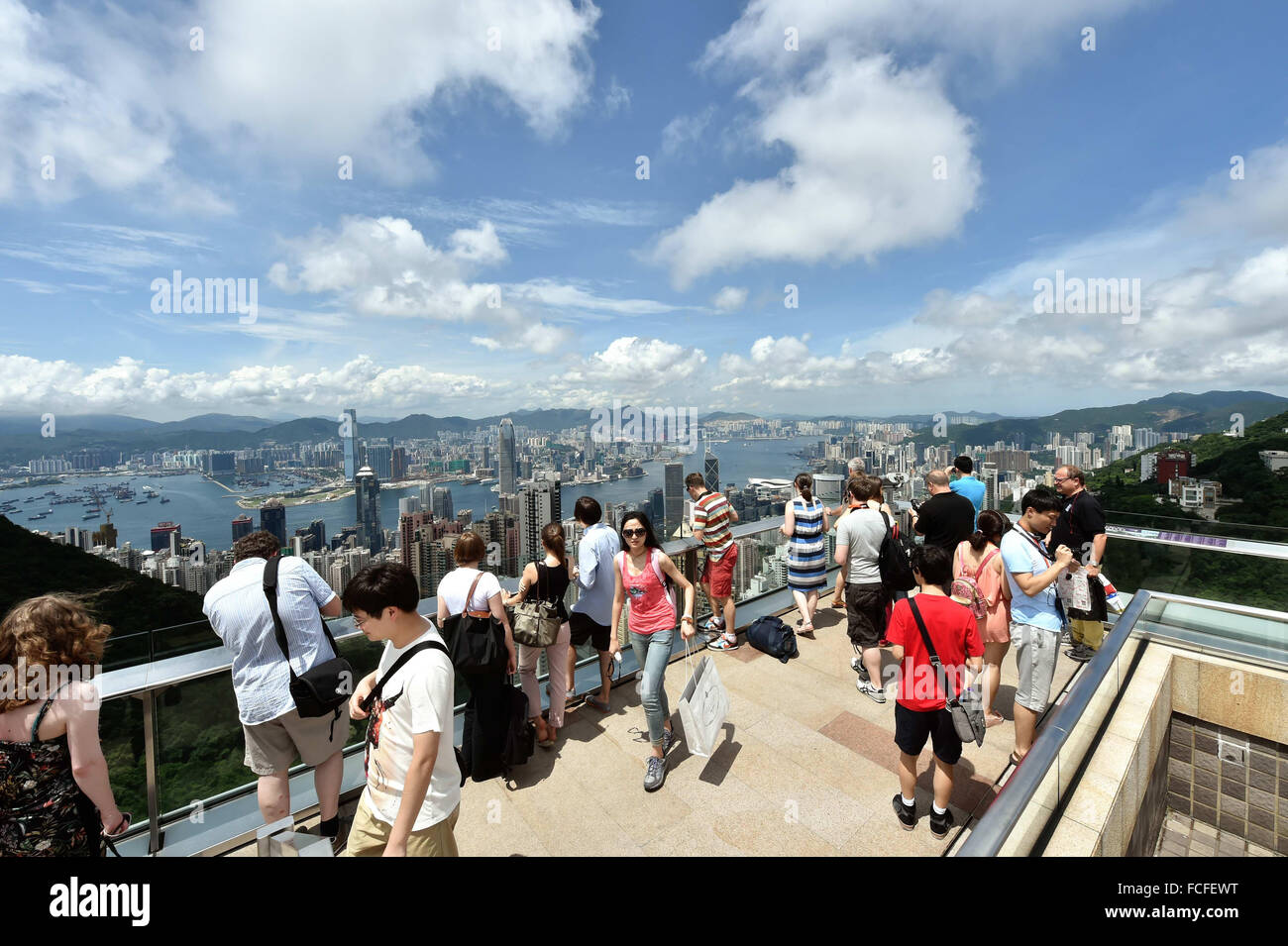 China, Hong Kong: the city and the bay viewed from the summit of ...