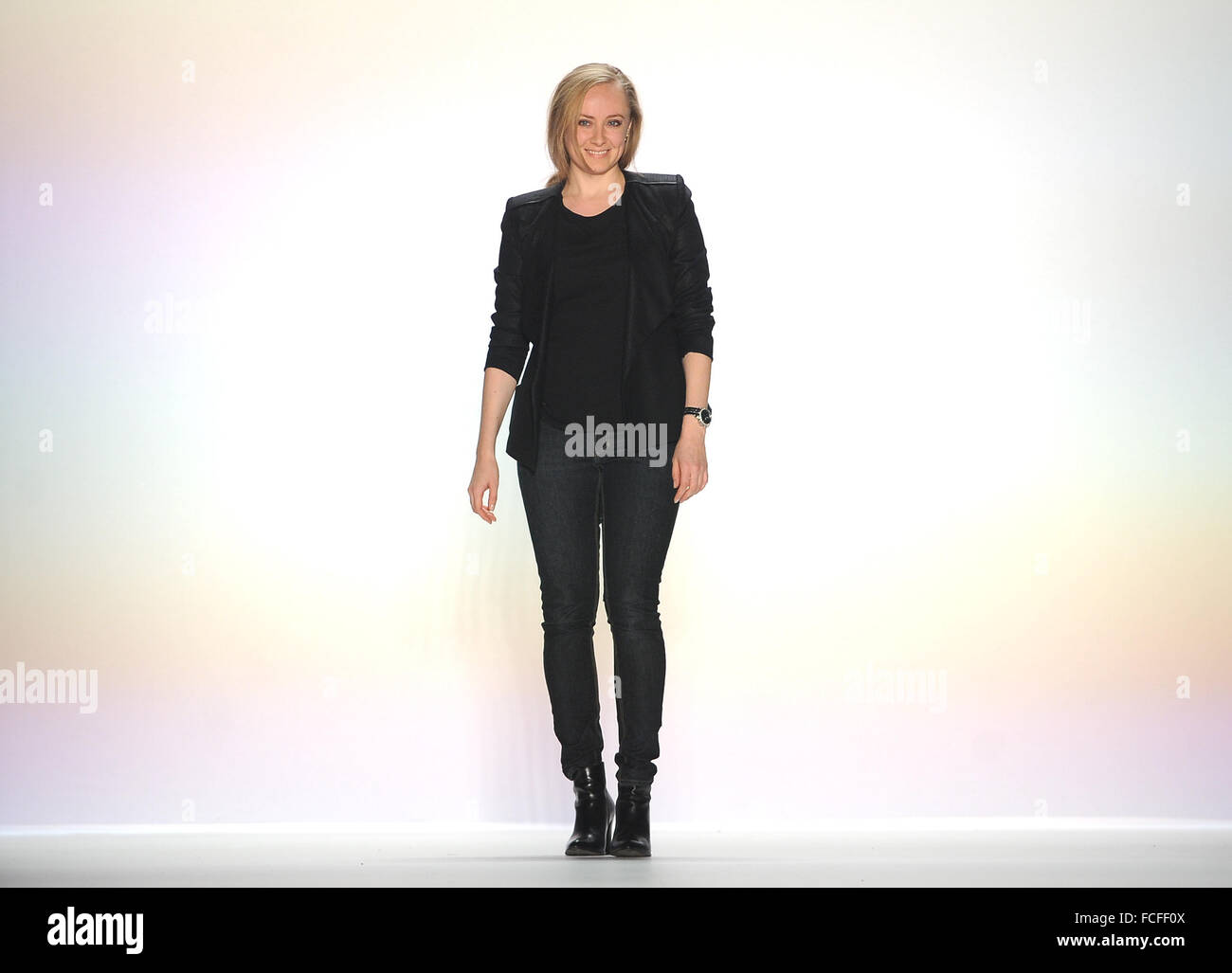 Berlin, Germany. 22nd Jan, 2016. Fashion designer Irene Luft walks on ...