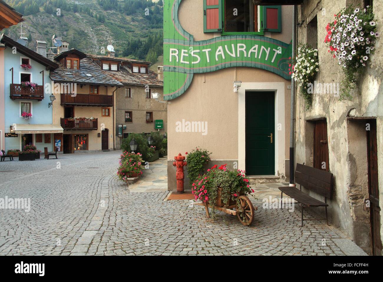 Cogne street. National park Gran Paradiso. Italy Stock Photo - Alamy
