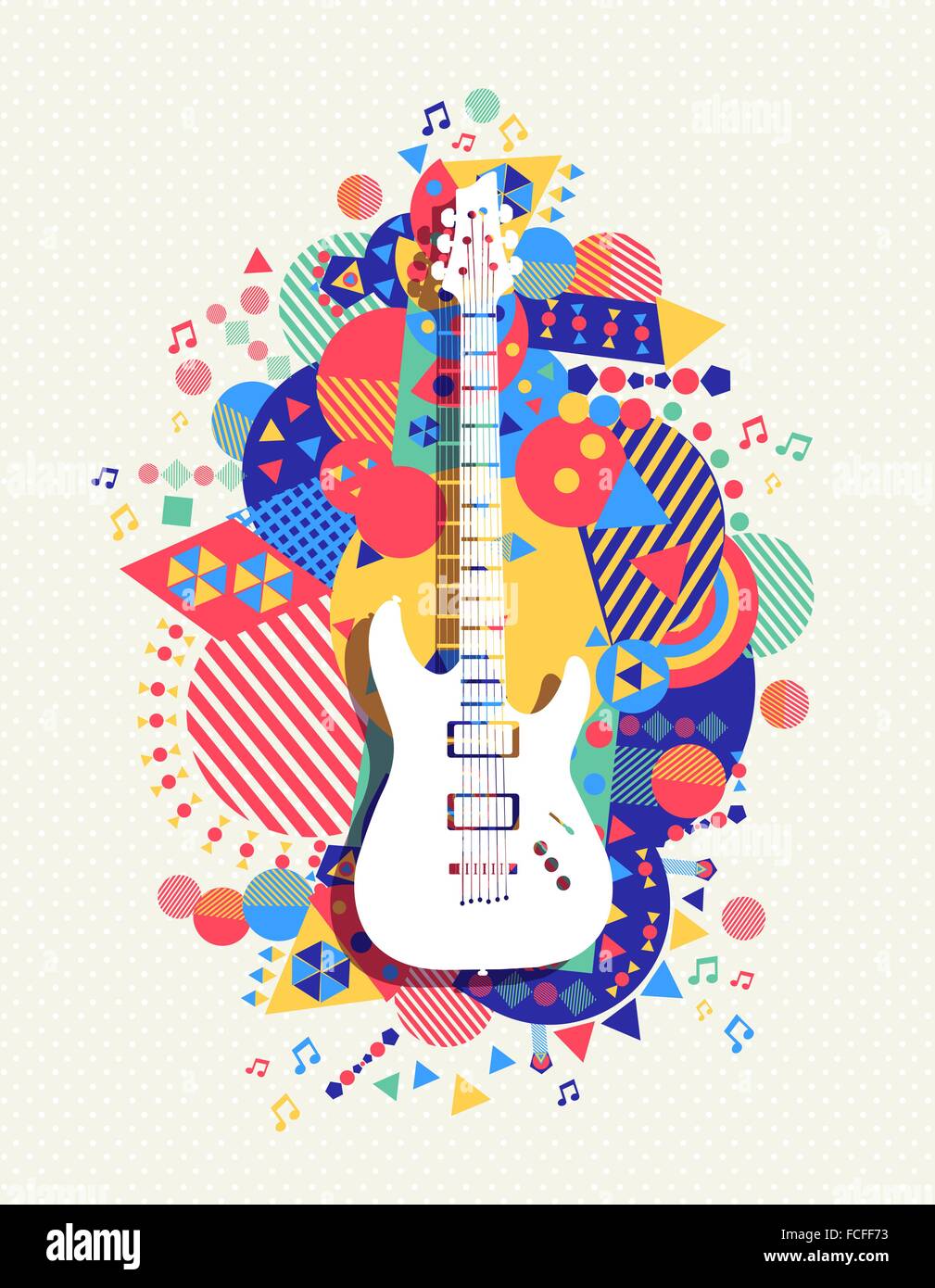 Electric guitar icon, music concept design with colorful vibrant ...