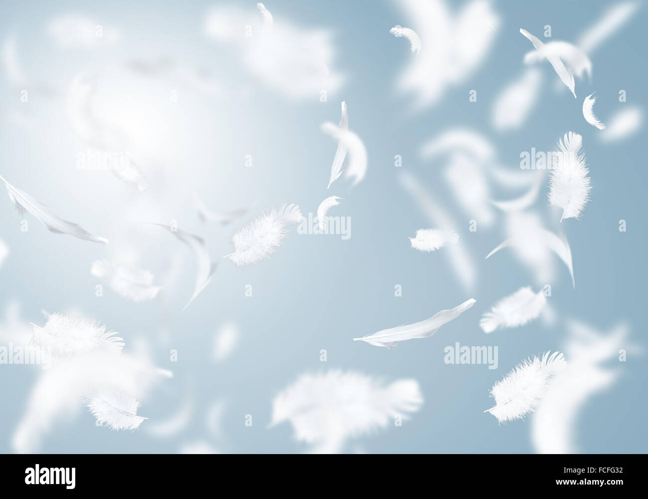 Abstract background image of white feathers flying in air Stock Photo ...