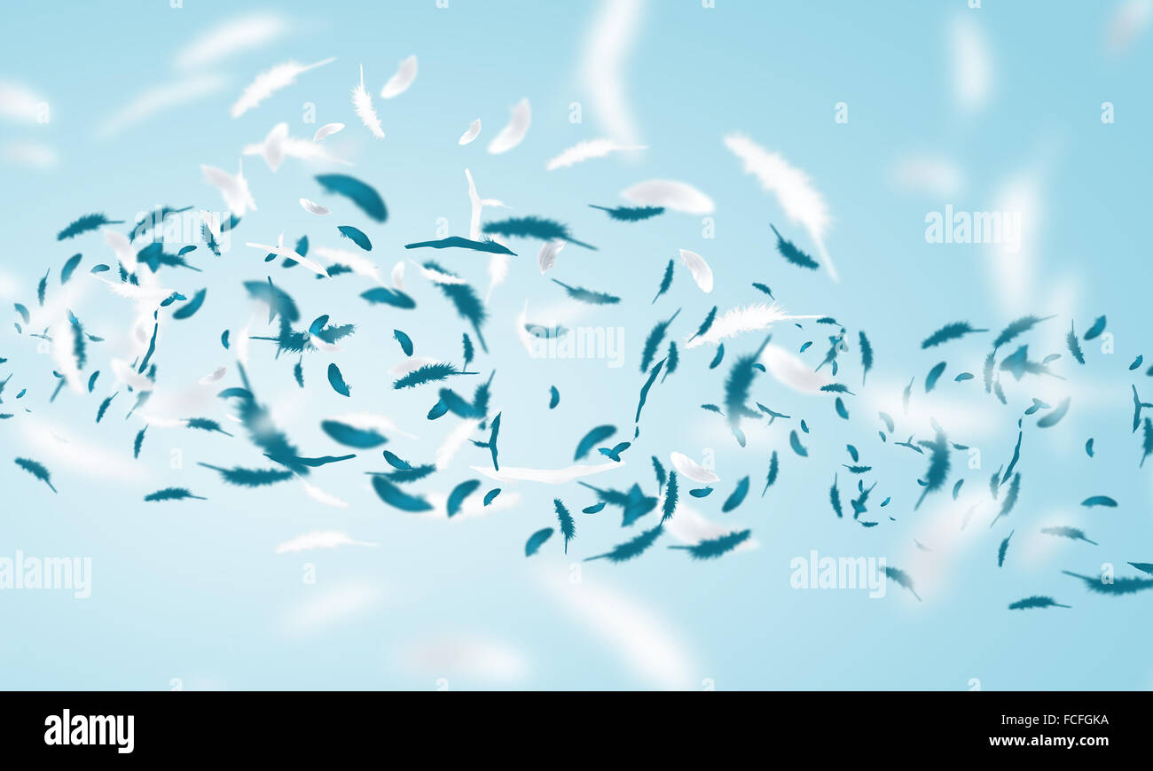 Abstract background image of feathers flying in air Stock Photo - Alamy