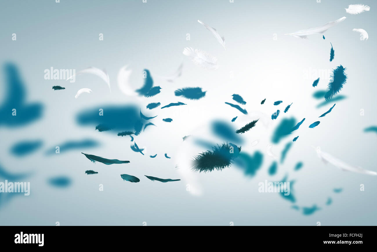 Abstract background image of feathers flying in air Stock Photo - Alamy