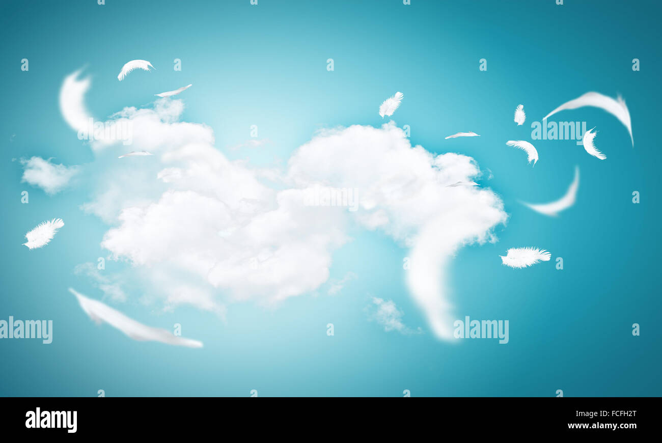 Abstract background image of feathers flying in air Stock Photo - Alamy