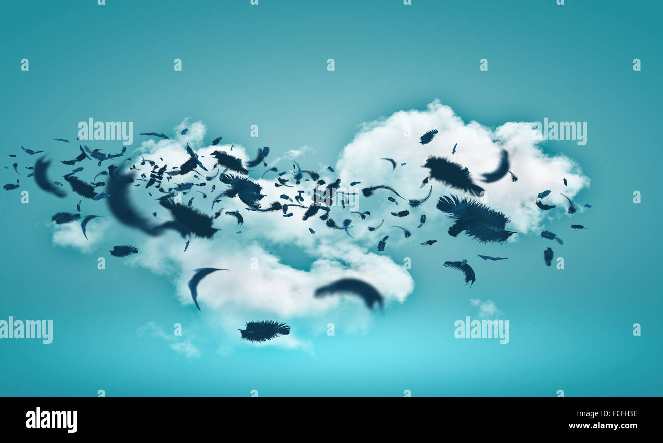 Abstract background image of feathers flying in air Stock Photo - Alamy