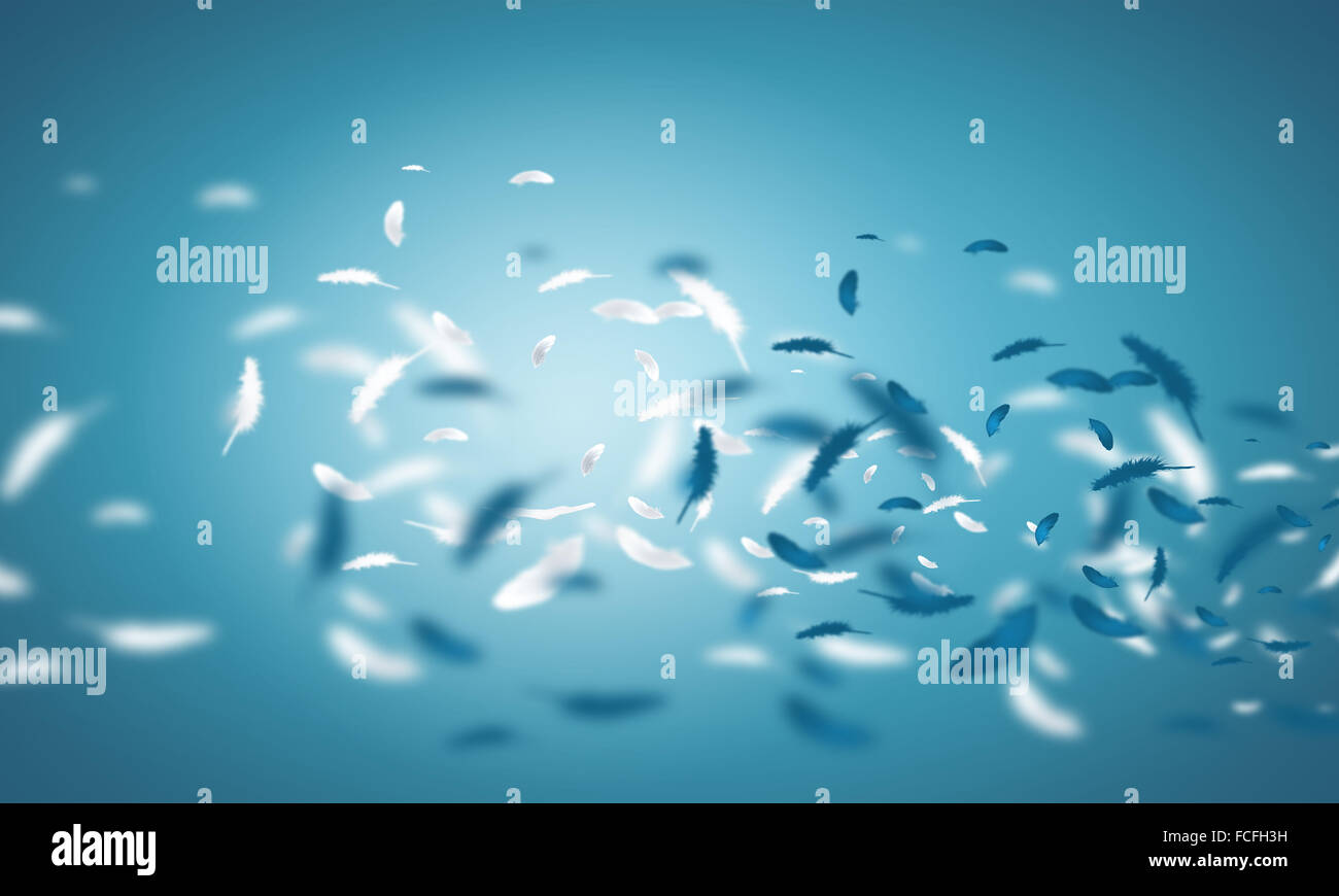 Abstract background image of feathers flying in air Stock Photo - Alamy