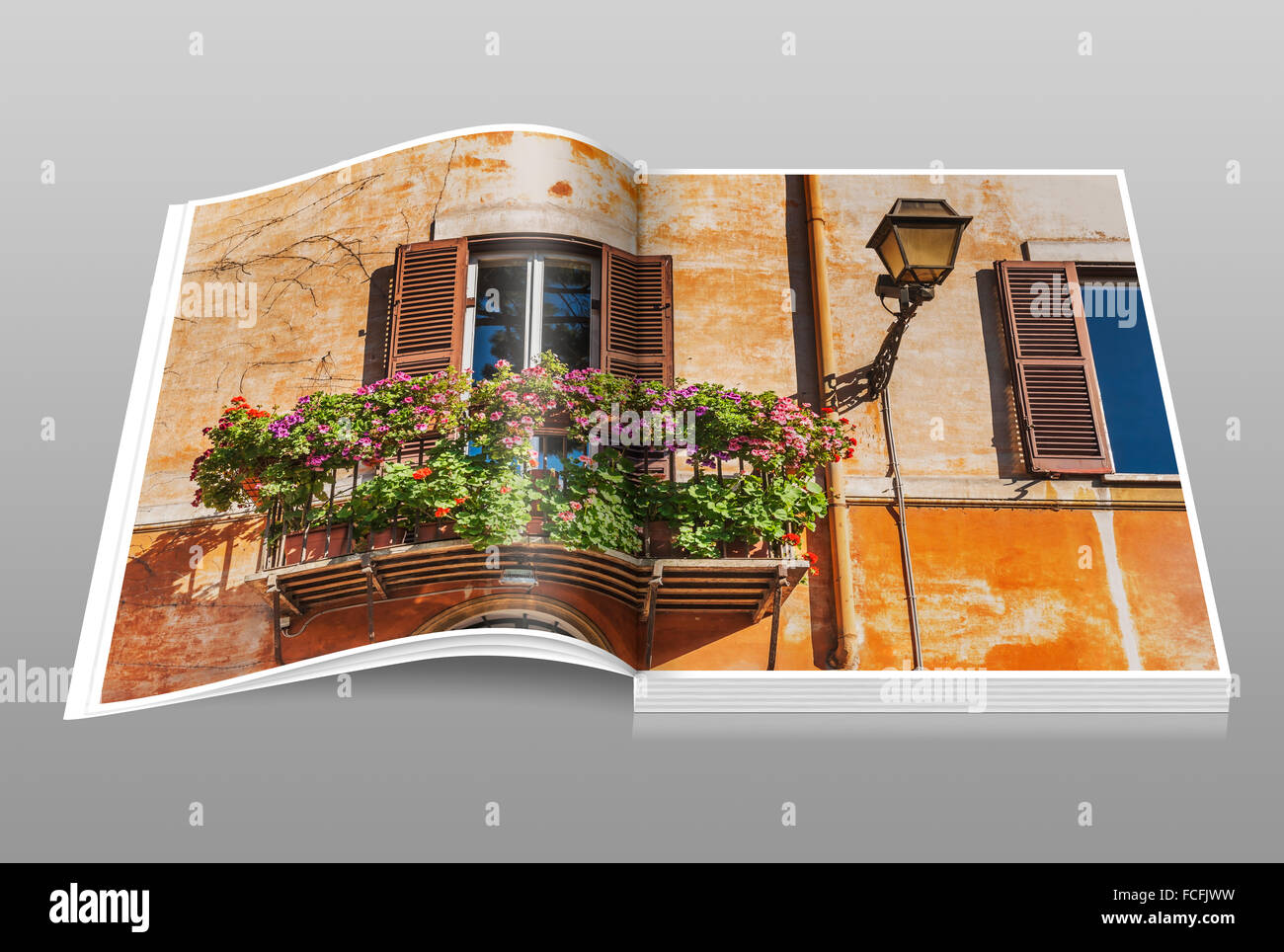 Typical balcony of a house in the historic center of Rome, Via del ...