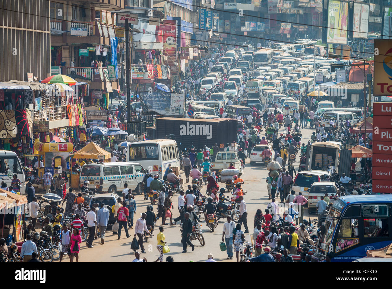 View of Hoima Road on a typically busy day, Kampala, Uganda, Africa ...
