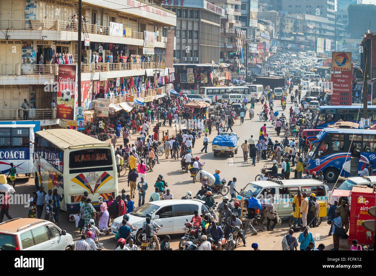 View of Hoima Road on a typically busy day, Kampala, Uganda, Africa ...