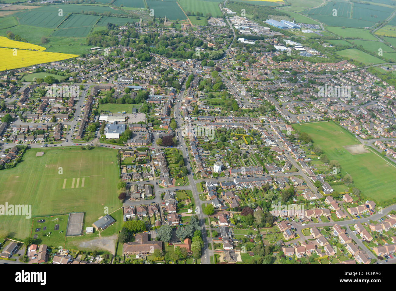 An aerial view of the Northamptonshire village of Brixworth Stock Photo ...