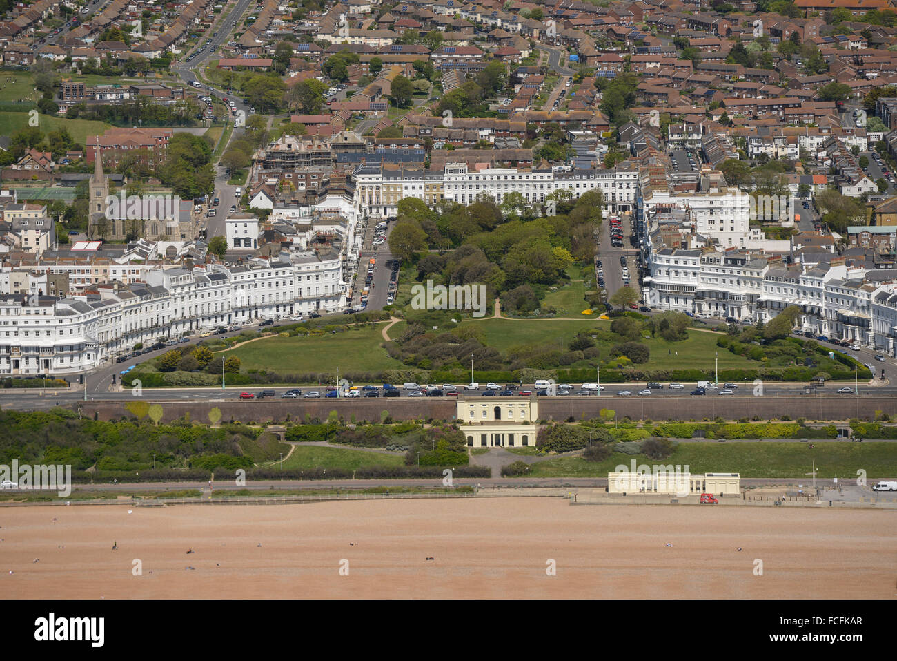 A low-angled aerial view of Sussex Square in Brighton Stock Photo - Alamy