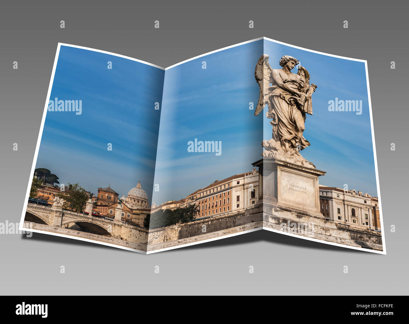 View from the bridge Ponte Sant'Angelo to the Vatican with the dome of ...