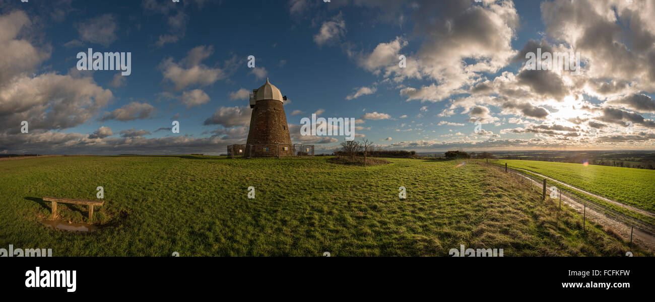 Panorama of 18th Century wind mill on Halnaker Hill near Chichester ...