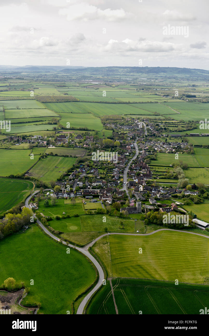 An aerial view of the Worcestershire village of Bishampton and ...