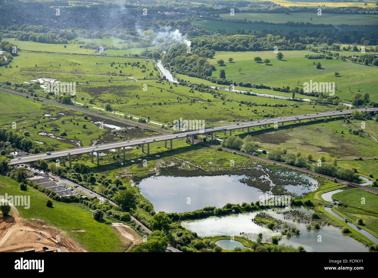 An aerial view of the A10 viaduct near Hertford Stock Photo - Alamy