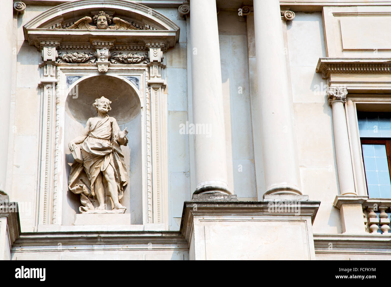 marble in old historical construction italy europe milan and statue ...