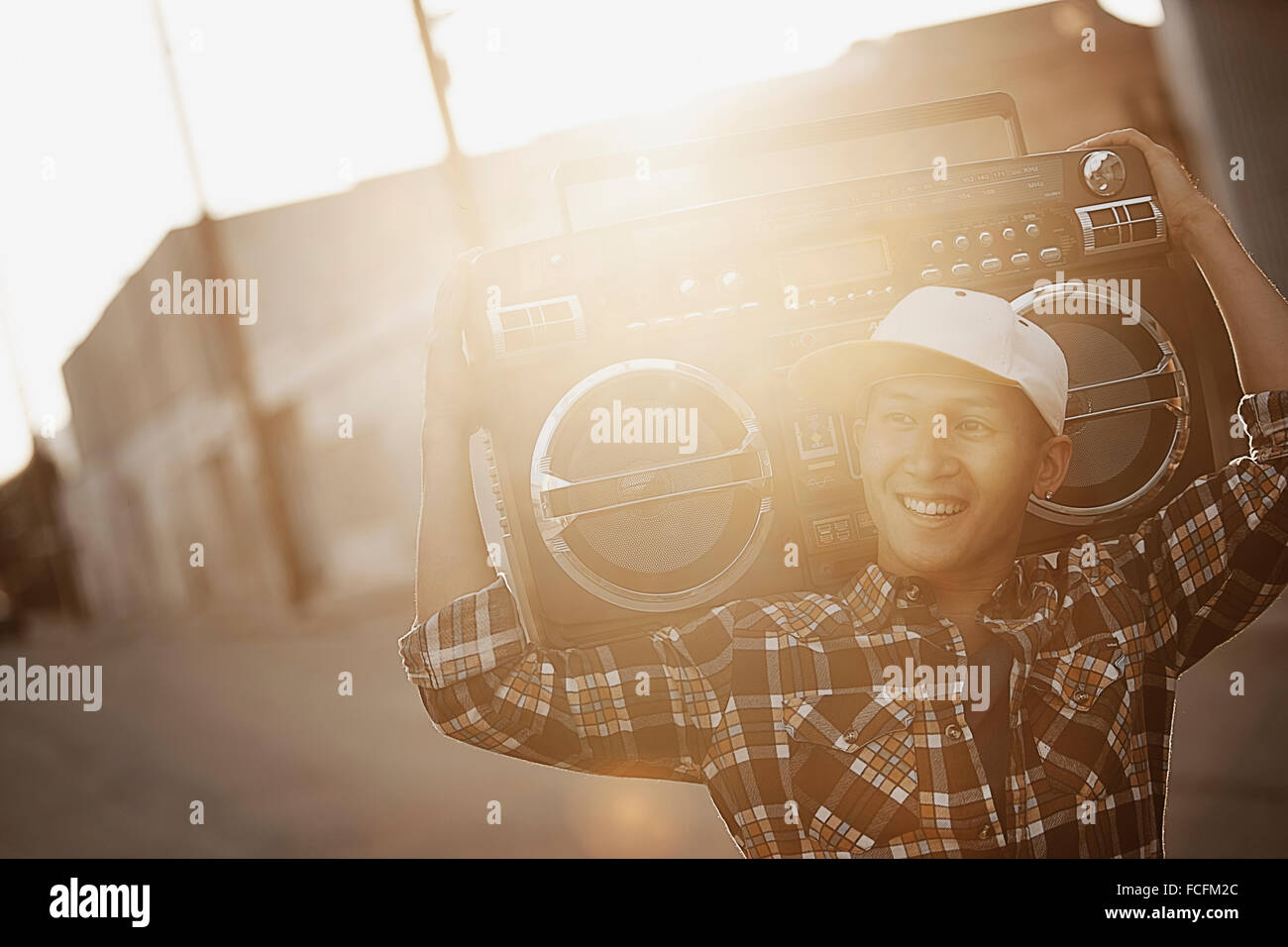 Young man boombox on shoulder High Resolution Stock Photography and ...
