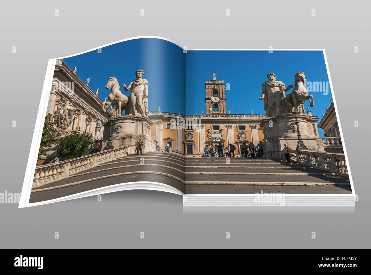 Ramp stairs (cordonata) to Piazza del Campidoglio. In the background is ...