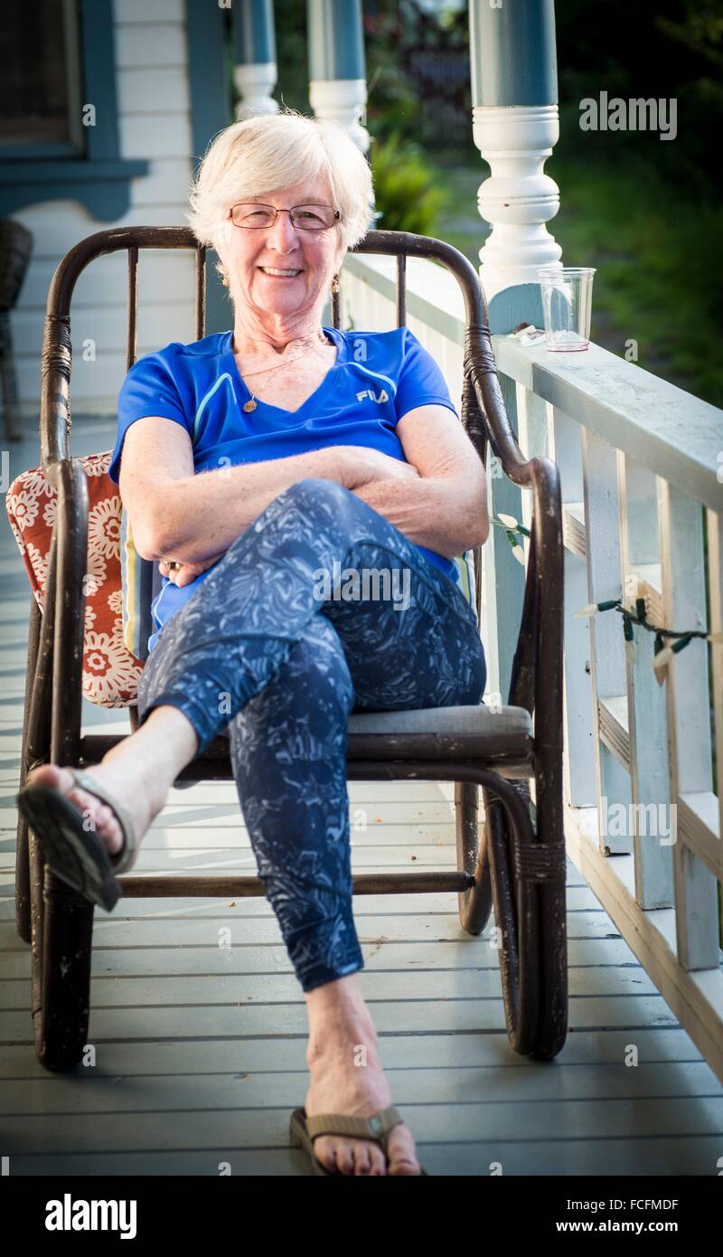Senior woman rocking chair hi-res stock photography and images - Alamy