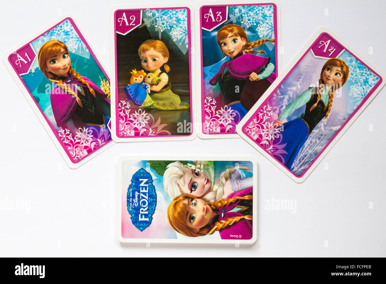 Frozen Happy Families playing cards showing Anna family isolated on ...