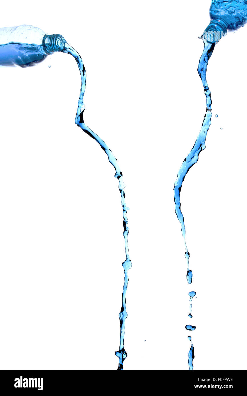 Water pouring from plastic bottle isolated on white background Stock ...
