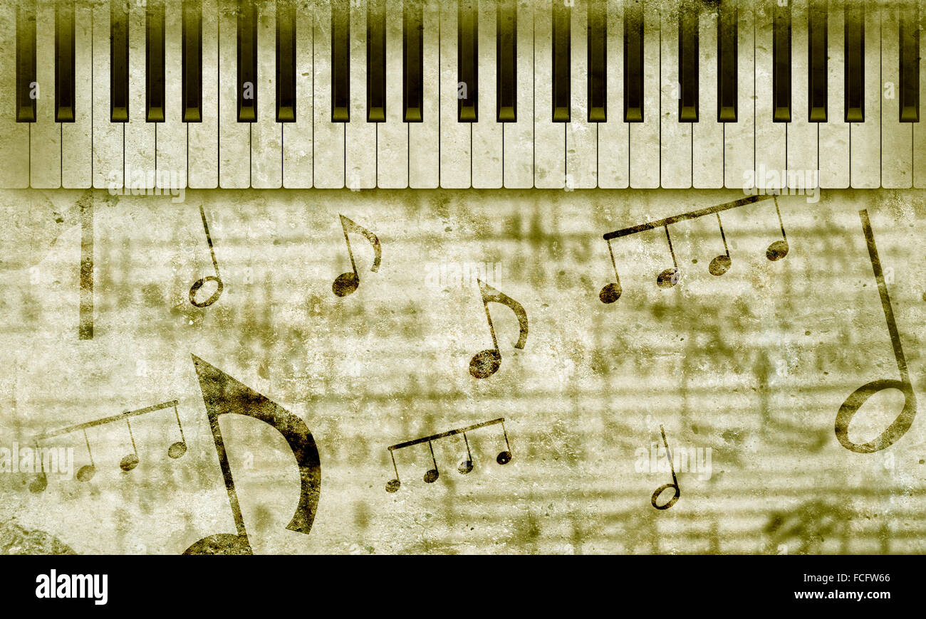 Conceptual image of music theme with keys and notes Stock Photo - Alamy