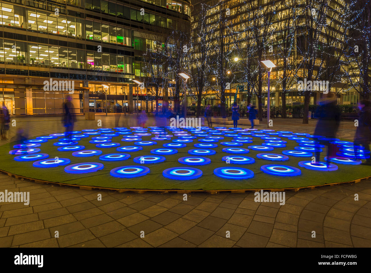 Winter Lights Festival at Canary Wharf, installation - 'The Pool' by ...