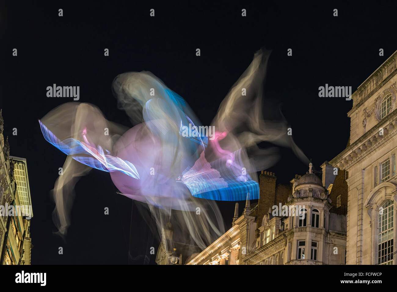LONDON, UK - JANUARY 14, 2016: Floating dream-like installation created ...