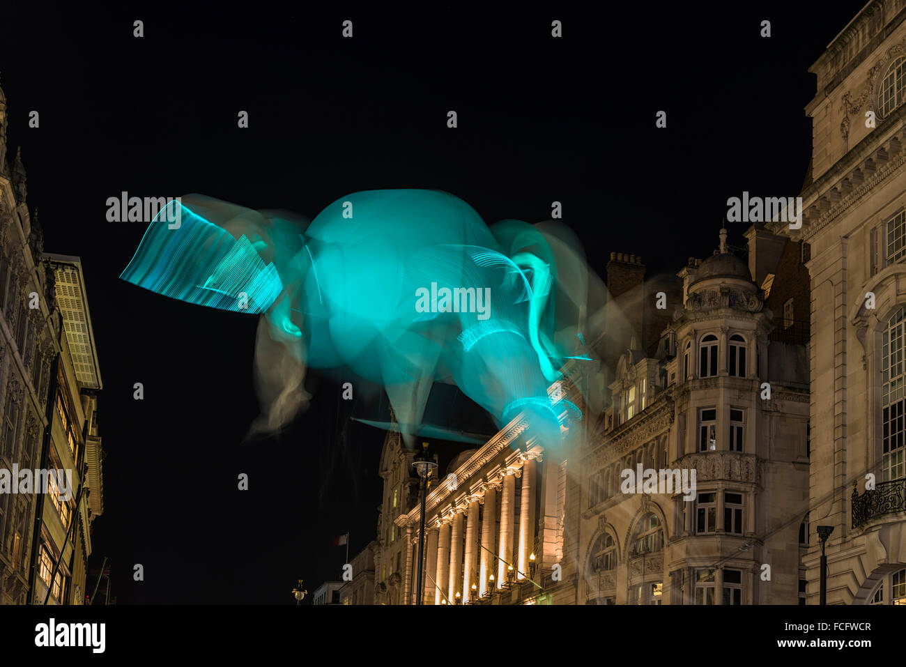 LONDON, UK - JANUARY 14, 2016: Floating dream-like installation created ...
