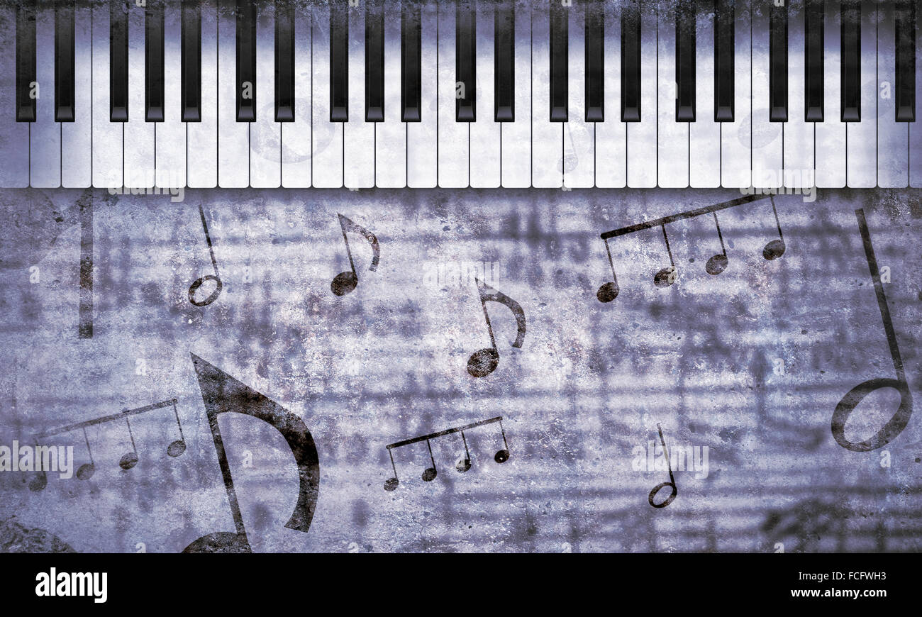 Conceptual image of music theme with keys and notes Stock Photo - Alamy