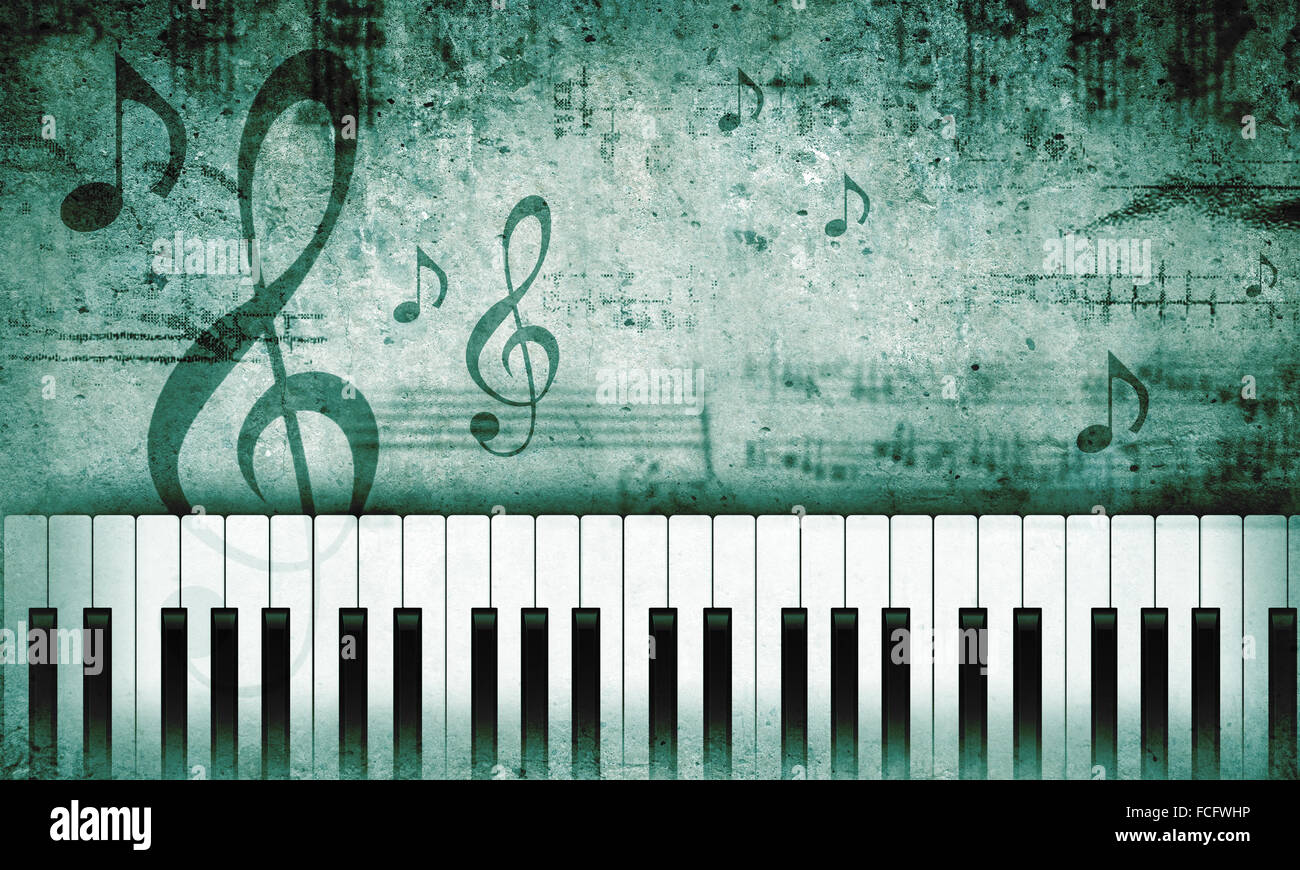 Conceptual image of music theme with keys and notes Stock Photo - Alamy