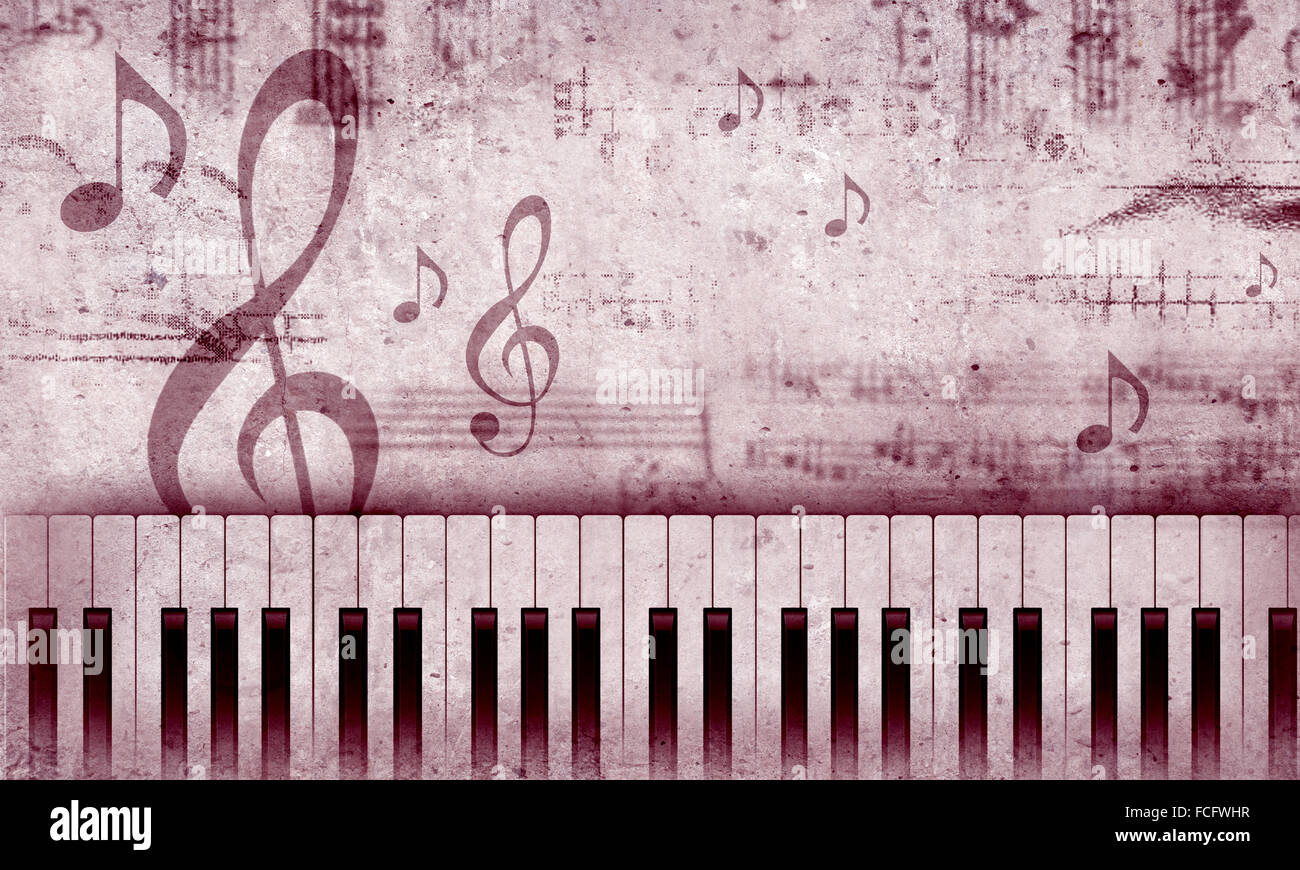 Conceptual image of music theme with keys and notes Stock Photo - Alamy