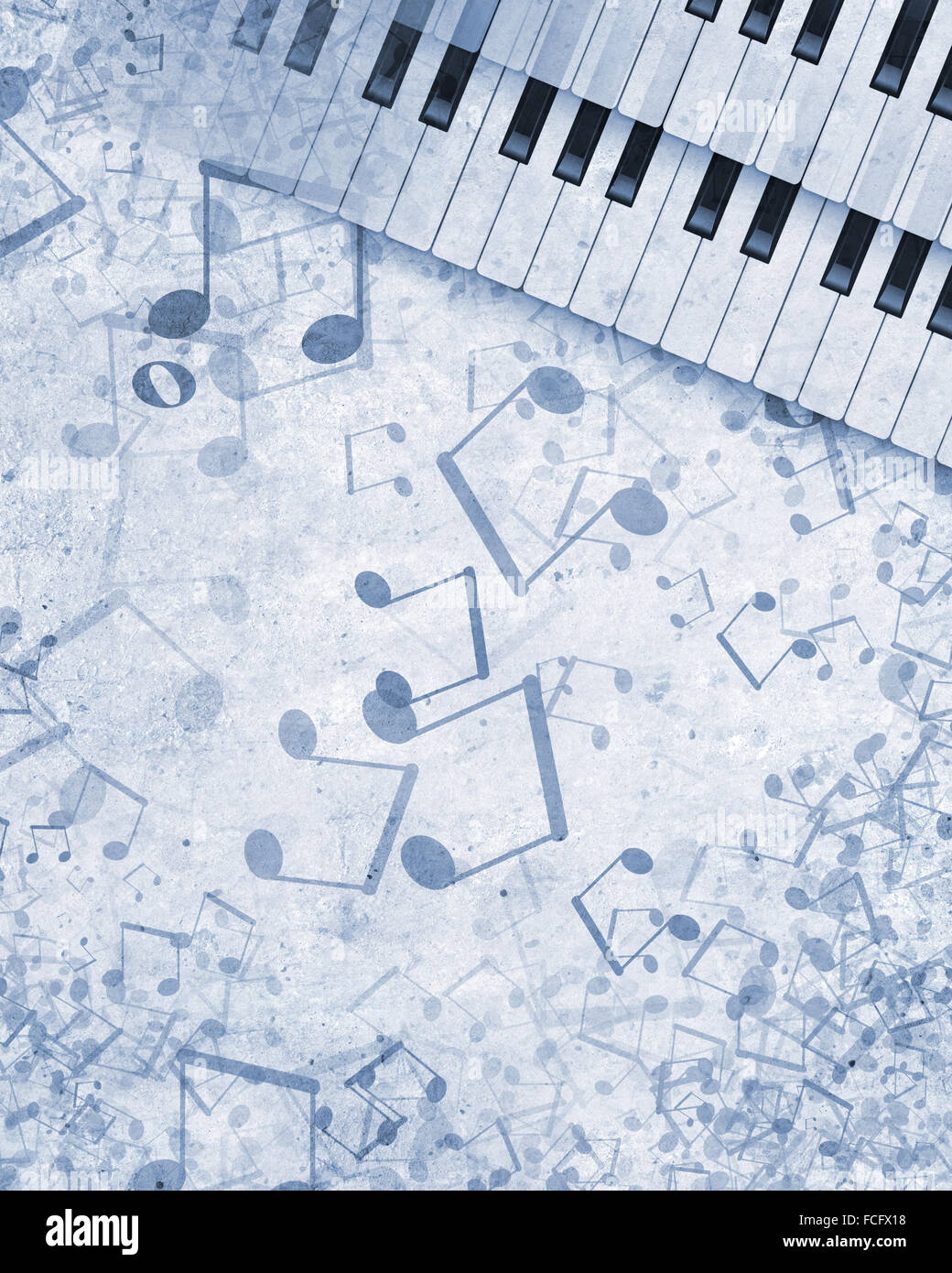 Conceptual image of music theme with keys and notes Stock Photo - Alamy